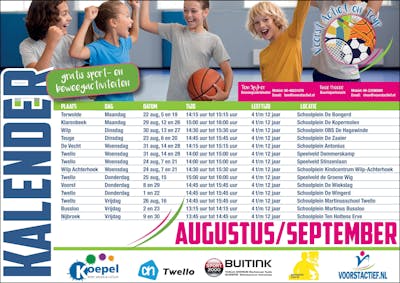 Voorst Actief on Tour - kalender augustus - september | in berichten op KijkindeKernen.nl